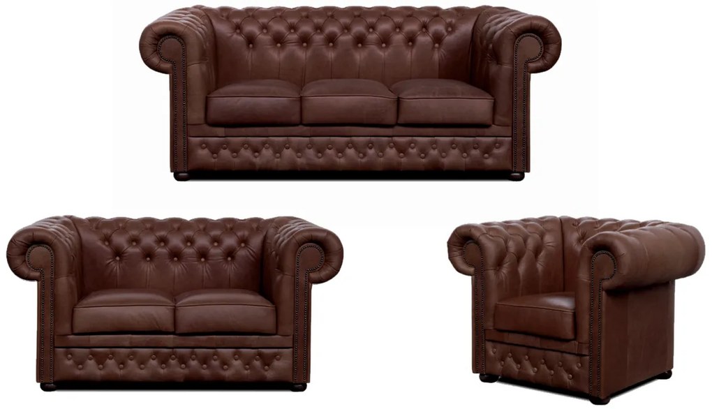 FN Sedací souprava Chesterfield Lord 3+2+1 kůže hnědá