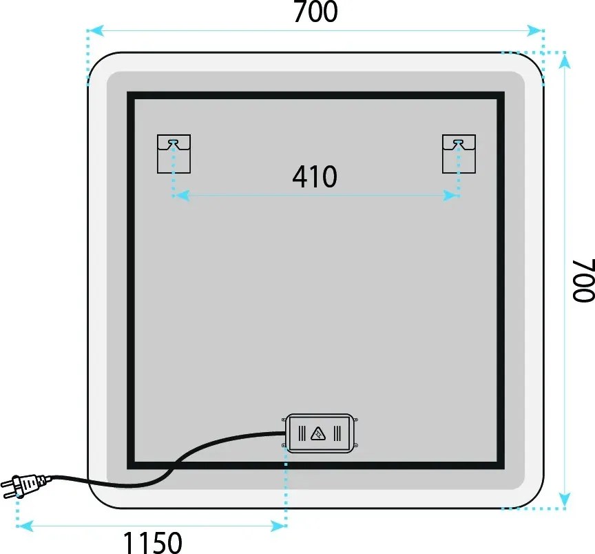 Tutumi Zrcadlo 70x70 cm s regulovatelným LED osvětlením HOM-01521