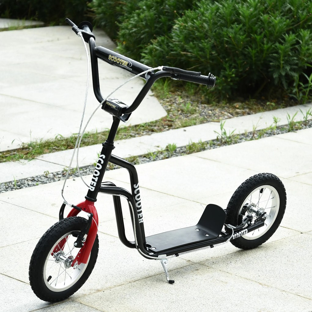 HOMCOM Dětská koloběžka Scooter Městská koloběžka od 5 let s 12palcovými pneumatikami v černé barvě 120x58x75-80 cm pro bezpečnou zábavu při jízdě | …