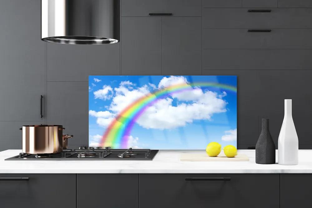 Kuchyňský skleněný panel Duha Nebe Mraky Příroda 100x50 cm
