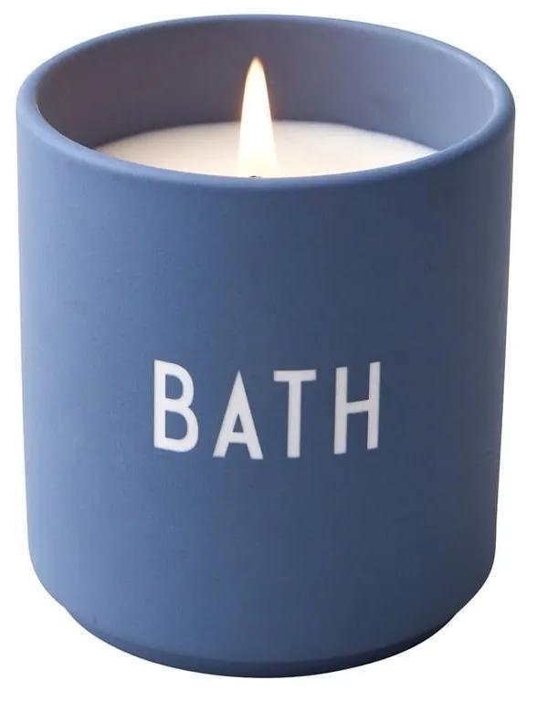 DESIGN LETTERS Vonná svíčka Bath 260g, modrá barva, bílá barva, porcelán, vosk