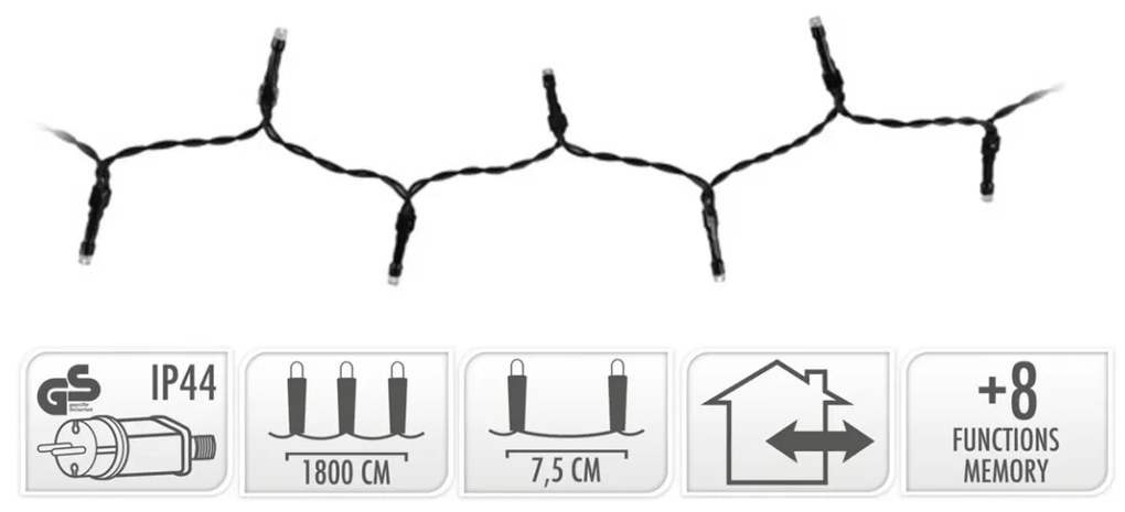 Vánoční světelný LED řetěz Decor II 18 m vícebarevný