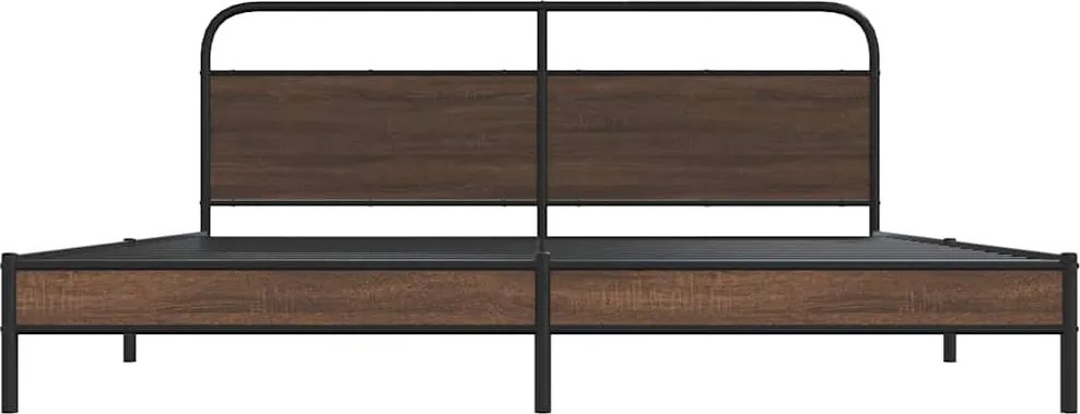 Kovový rám postele bez matrace hnědý dub 200 x 200 cm 3318702