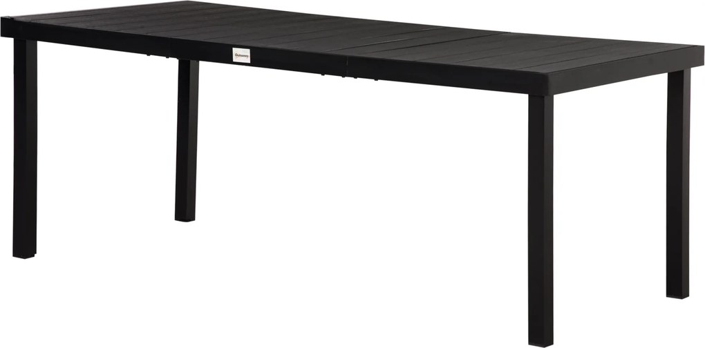 Outsunny Hliníkový Zahradní Stůl pro 8 Osob s Laťkovou Deskou pro Terasu a Balkon 190x90x74 cm Černý