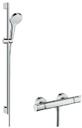 Hansgrohe Croma Select S - Sprchový set Vario s termostatem, 3 proudy, sprchová tyč 90 cm, bílá/chrom 27014400