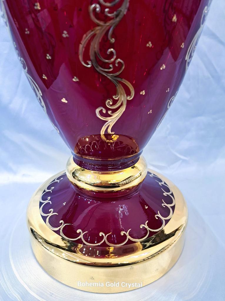 Váza otevřená se zlatem a smaltem 50 cm - Červená