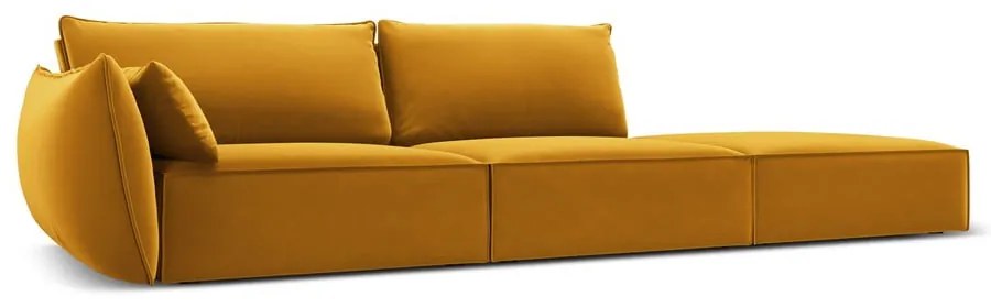 Sametová pohovka v hořčicové barvě levý roh 264 cm Vanda – Mazzini Sofas