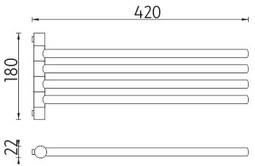 Držák na čtyři ručníky otočný 42 cm k umyvadlu chrom NIMCO BORMO BR 11096-4-26