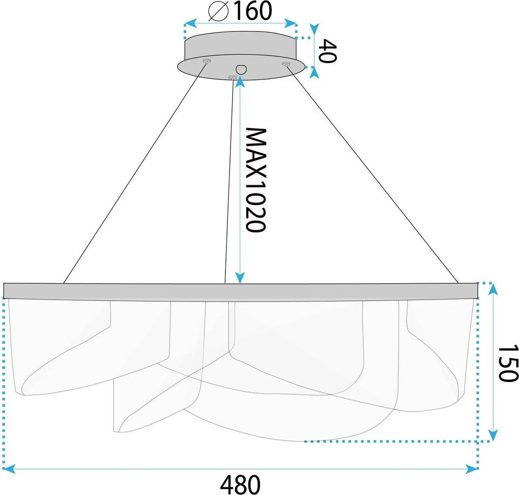 Toolight Rea, Stropní svítidlo LED G138-CP 50cm Gold, OSW-02622