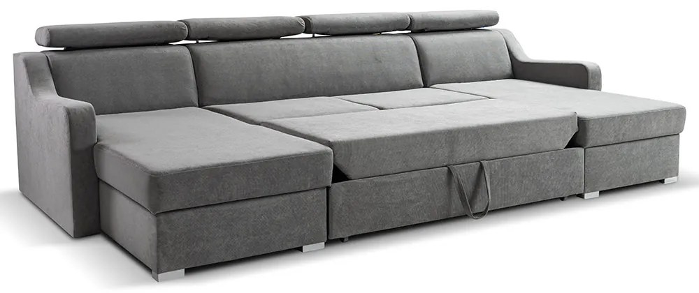 Sedací souprava MIKELI U | 158x288x158 cm | rozkládací + 2x úložný prostor | pretty 17 šedá