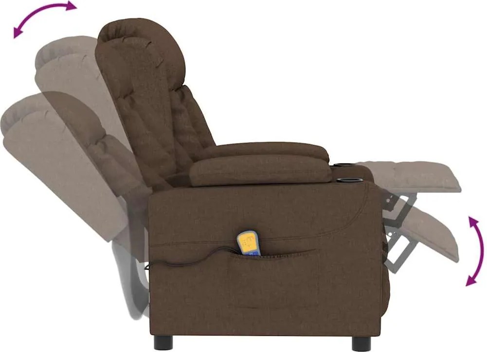Masážní křeslo hnědé textil 339062