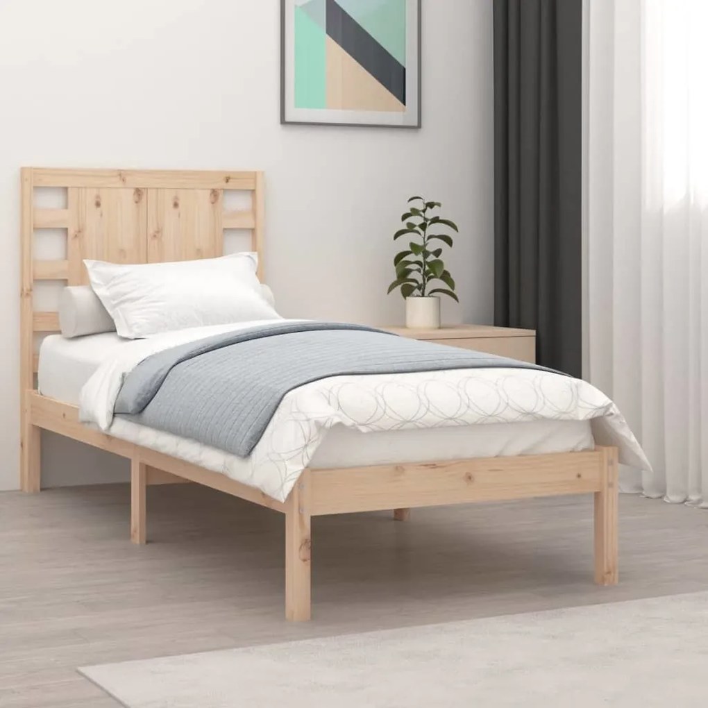 vidaXL Rám postele masivní dřevo 90 x 190 cm Single [3104183] Barva: Bílá