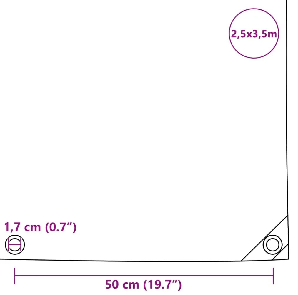 vidaXL Marketos Plachta 650 g/m² 2,5 x 3,5 m šedá