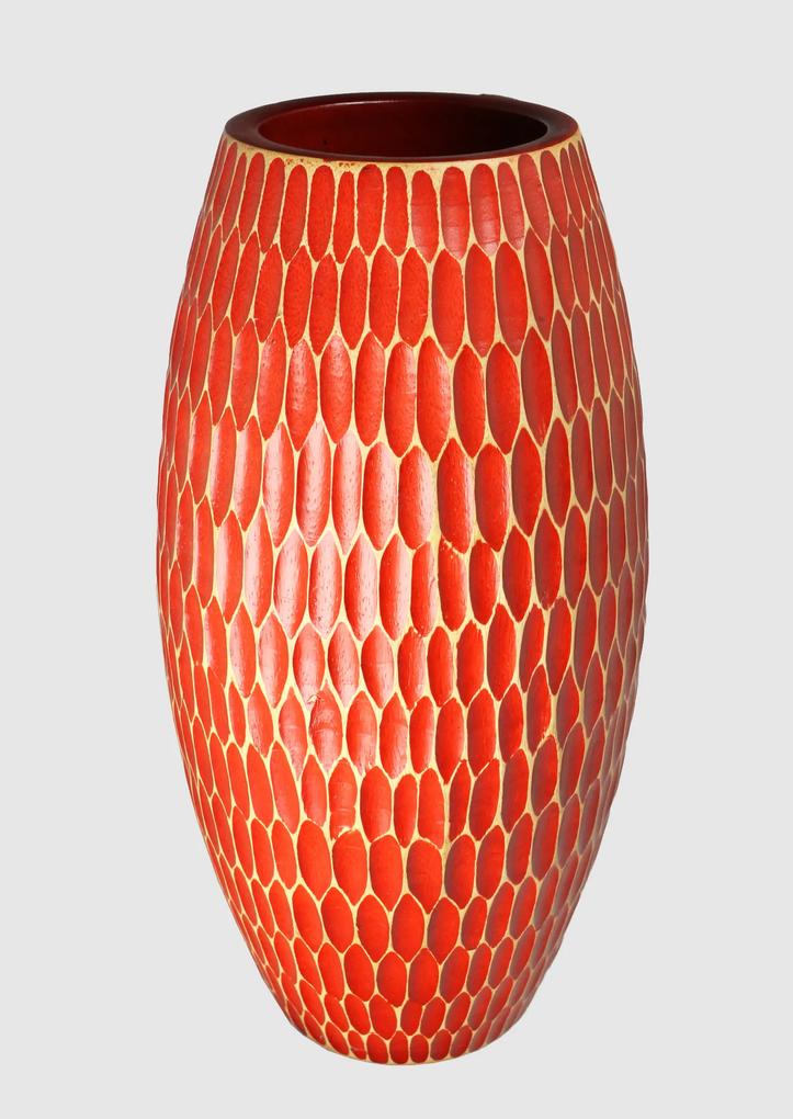 Dřevěná váza červená 30,5 cm Thajsko