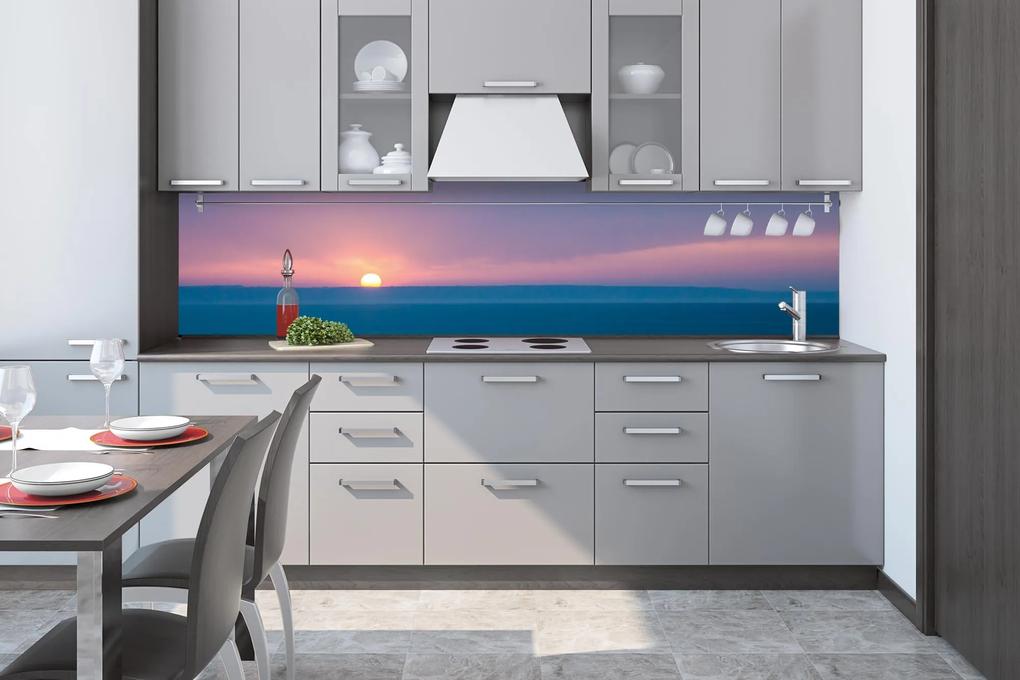 DIMEX | Fototapeta do kuchyně Slunce nad horizontem KI-260-192 | 260 x 60 cm | modrá, růžová, žlutá