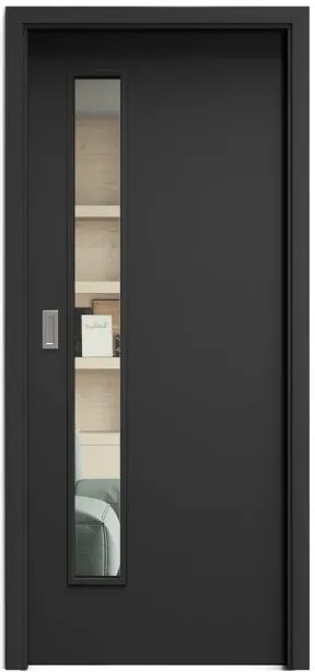 SAPELI ELEGANT KOMFORT M60 - CPL LAMINÁT - POSUVNÉ DVEŘE VČ. ZÁRUBNĚ - Černá grafit Průchozí šířka (cm): 120, Průchozí výška (cm): 197