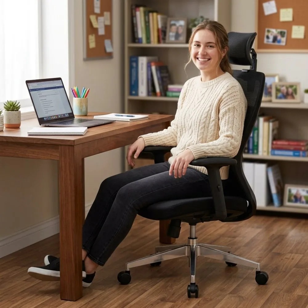 Kancelářská ergonomická židle Neoseat NICOLE — síť / látka, černá, nosnost 150 kg