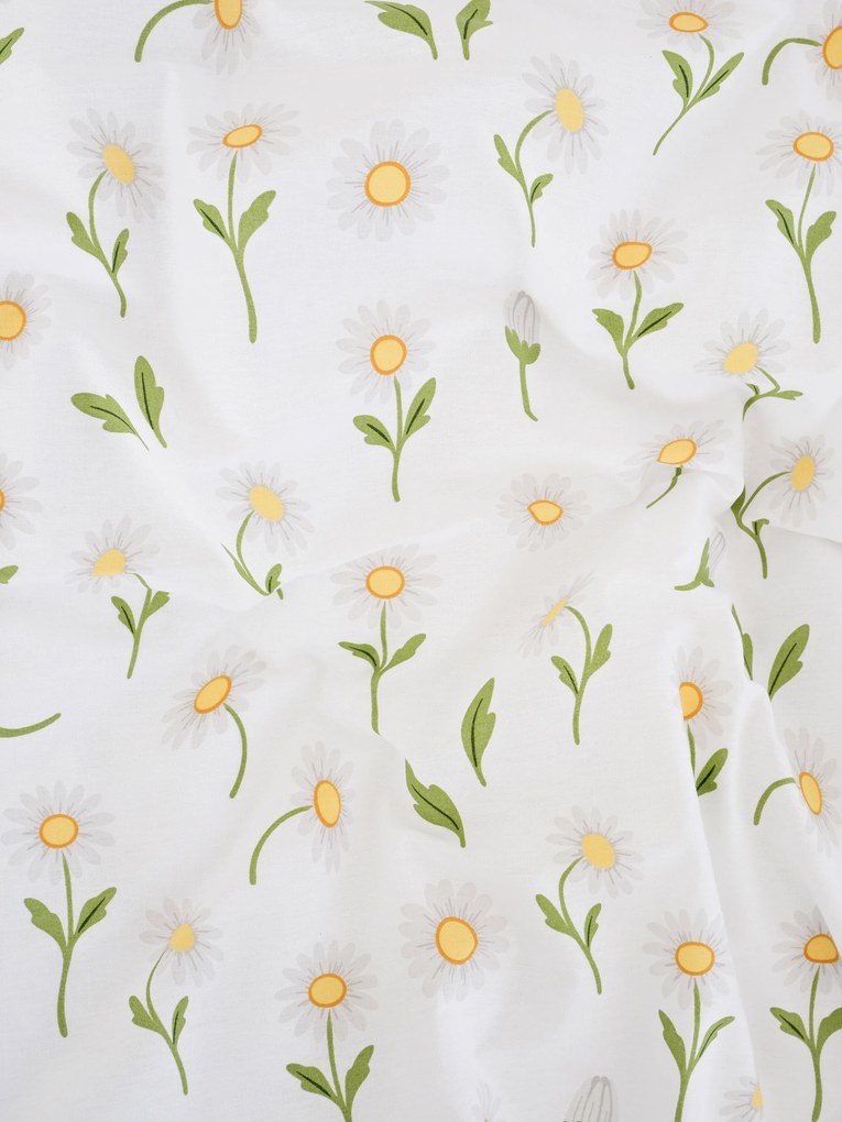 MK Lůžkoviny Bavlněný povlak na polštář Renforcé 40 x 60 cm - Sedmikrásky šedozelené/bílé