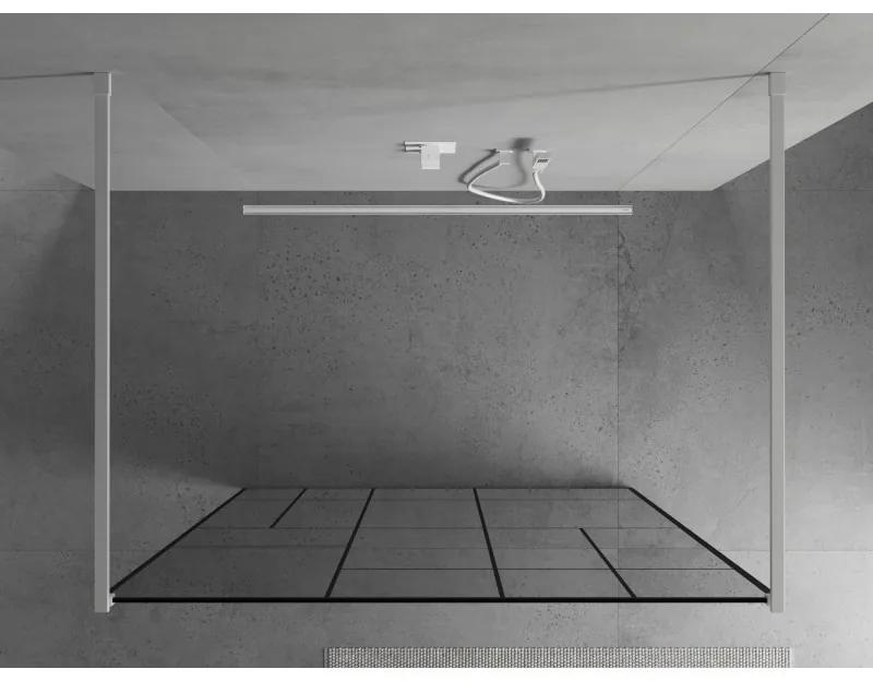 Mexen Kioto volně stojící sprchová zástěna 130 x 200 cm, Průhledné/Černý vzor 8 mm, Bílá - 800-130-002-20-78