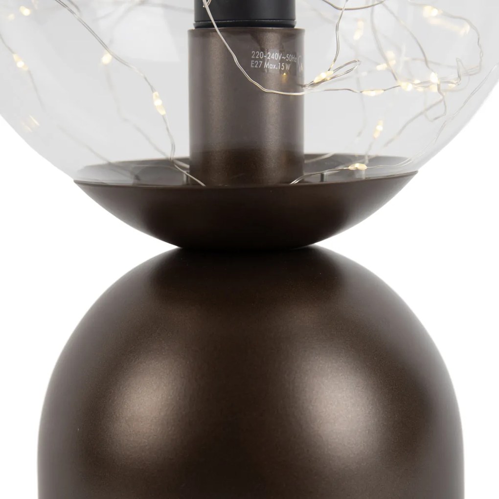 Stolní lampa Hotel Chic tmavě bronzová s čirým sklem vč. světelného kabelu E27 - Pallon Trend