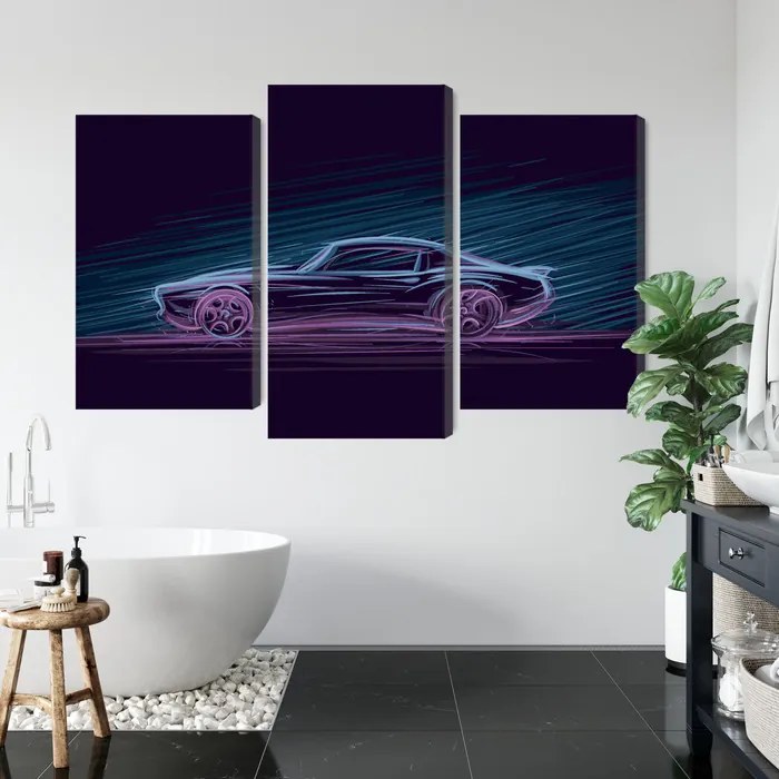 Vícedílný obraz Neonové Svalové Auto Nedostatek Nedostatek Plátno Canvas 180x120