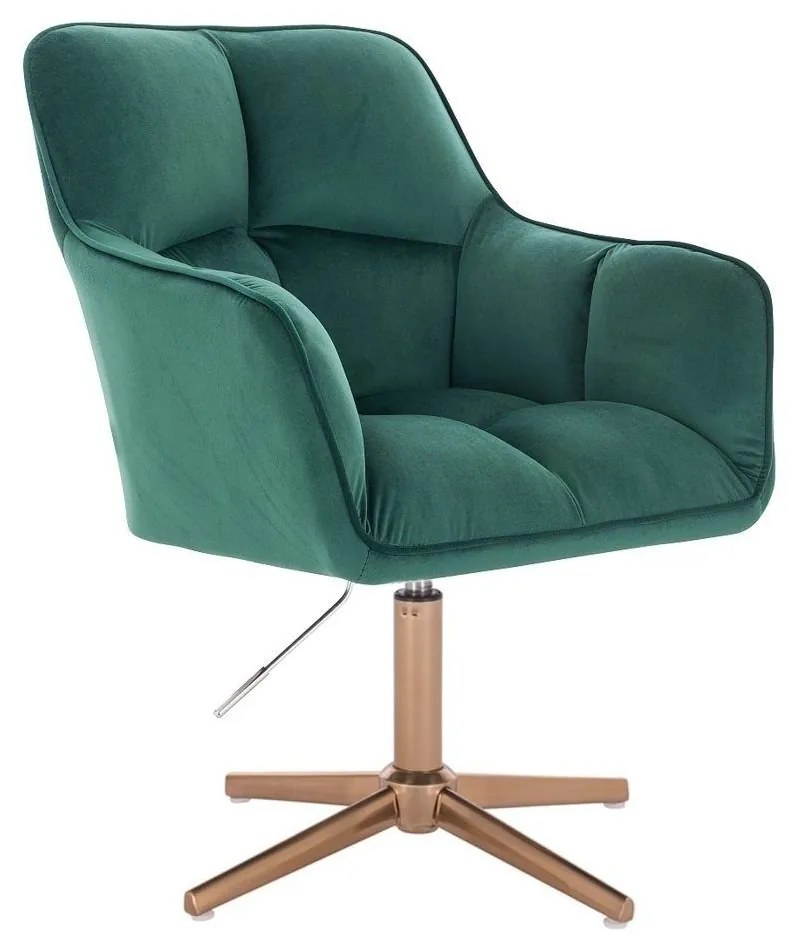 LuxuryForm DESIGN Otočné křeslo AMALFI VELUR na zlatém kříži - zelené