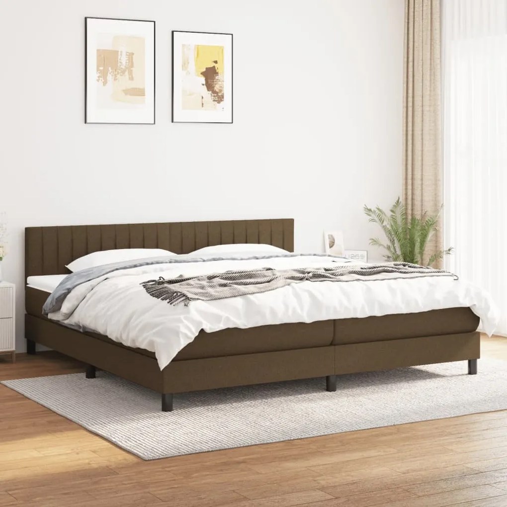 Box spring postel s matrací tmavě hnědá 200x200 cm textil 3140244