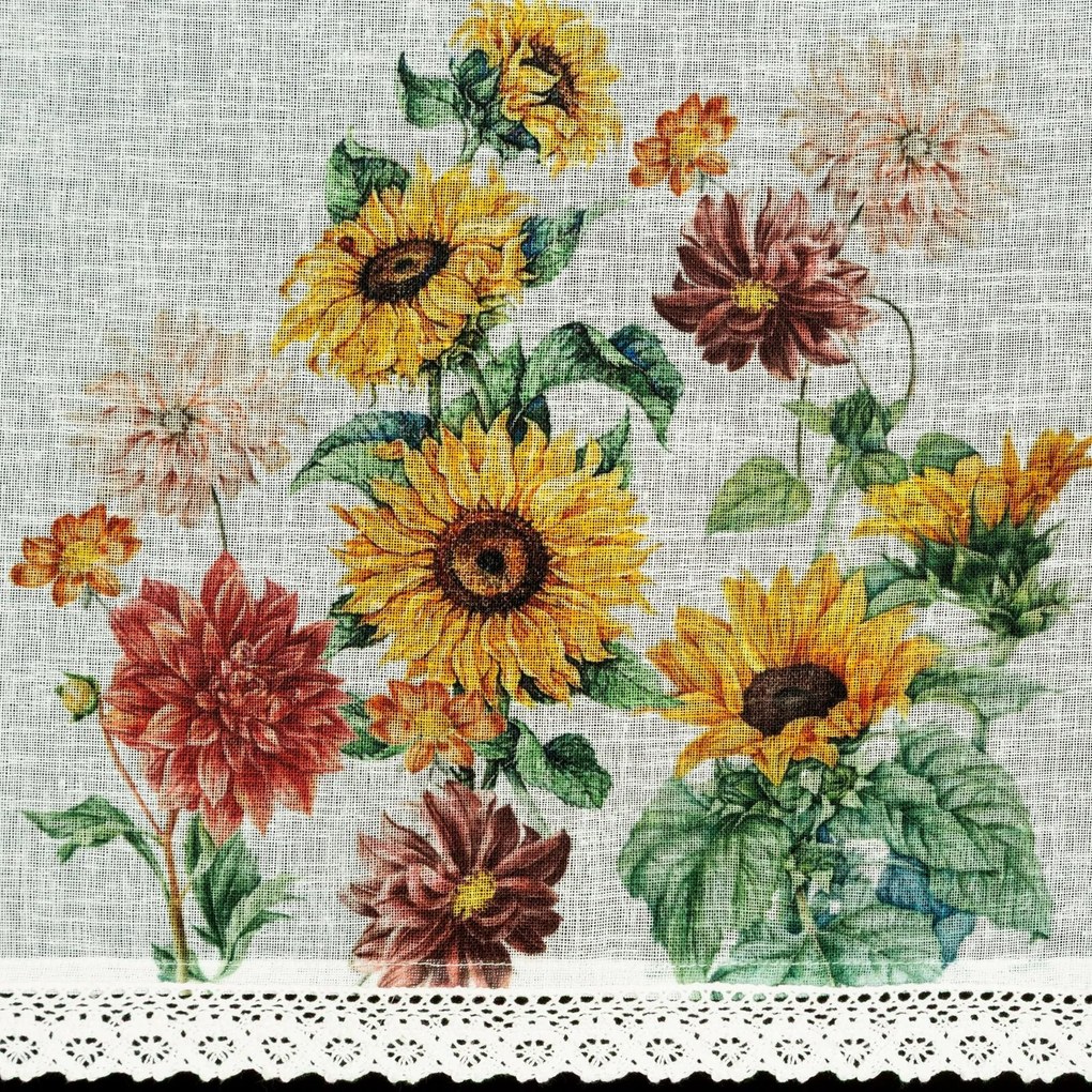 KRÁTKÁ ZÁCLONA NA PÁSCE ADELA 150X60 CM KVĚTY