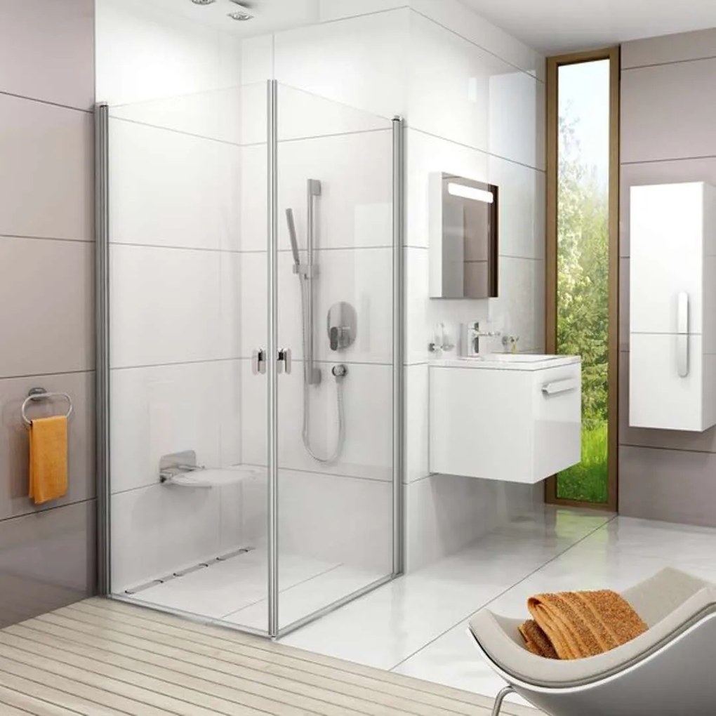 Ravak Chrome - Sprchové dveře CRV1-90, 88-90 cm, lesklý hliník/čiré sklo 1QV70C01Z1