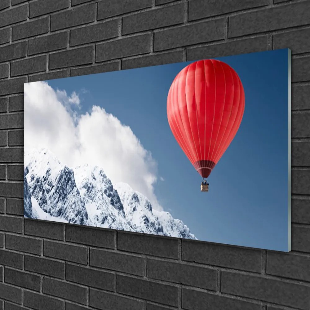 Obraz na skle Balón Vrcholy Hor Zima 140x70 cm