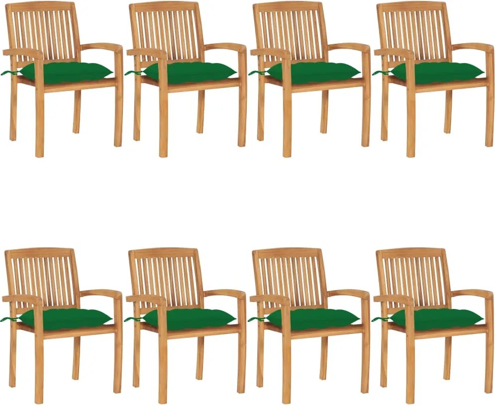Stohovatelné zahradní židle s poduškami 8 ks masivní teak 3073284
