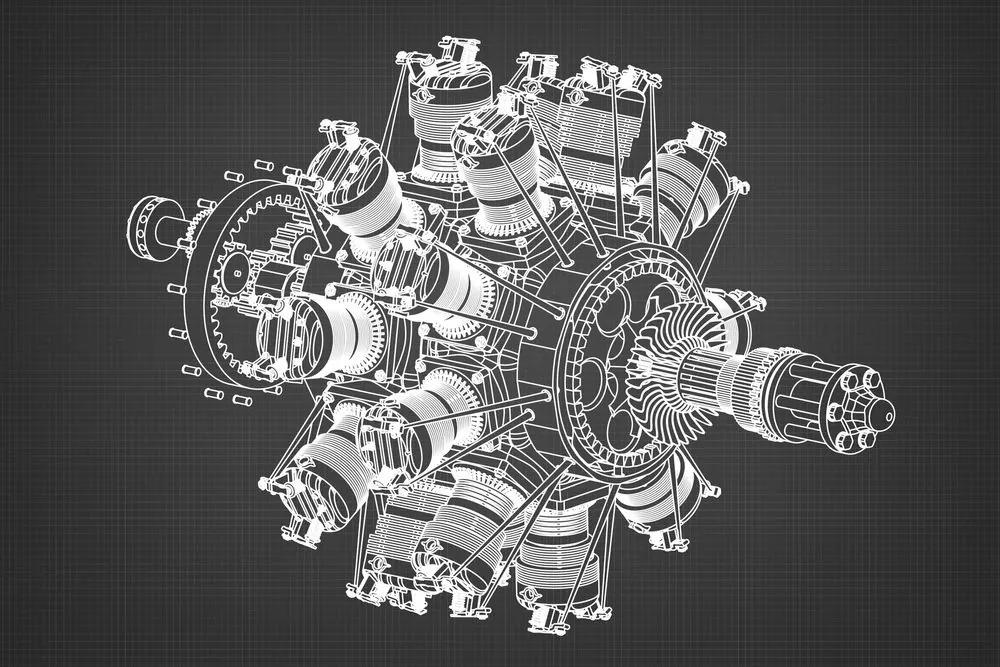 Obraz hvězdicový motor - 120x80 cm
