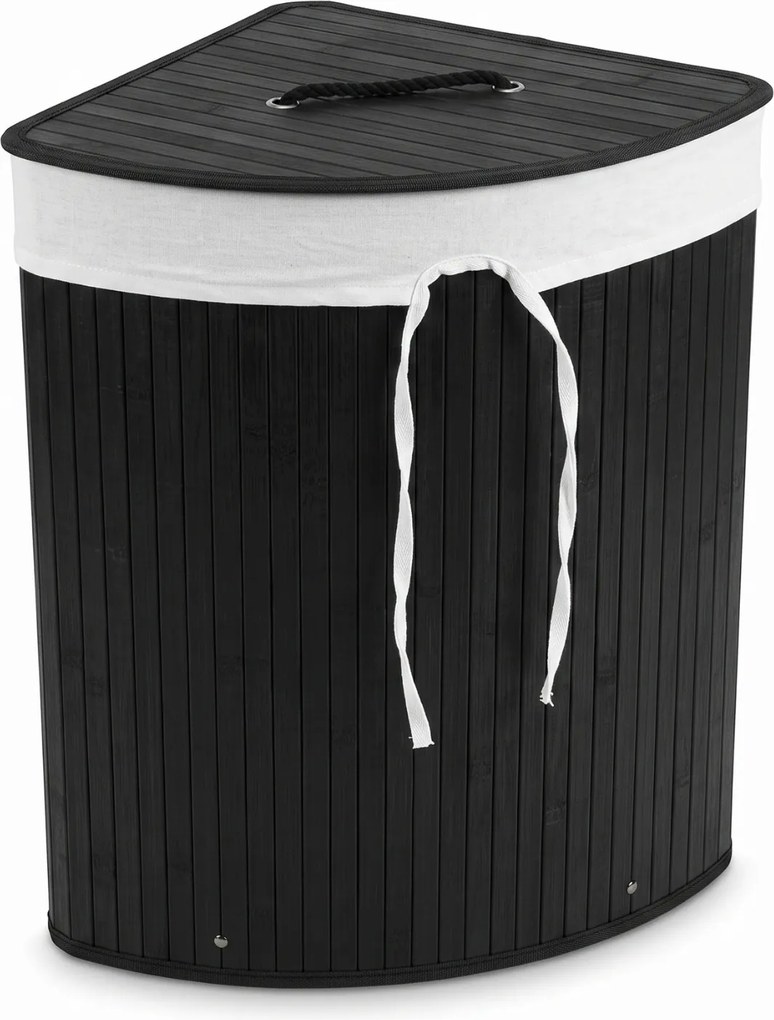 Bambusový koš na prádlo, 60 L, černý