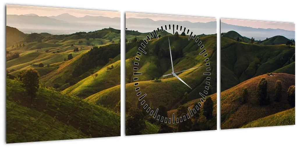 Obraz - Výhled na thajské kopečky (s hodinami) (90x30 cm)