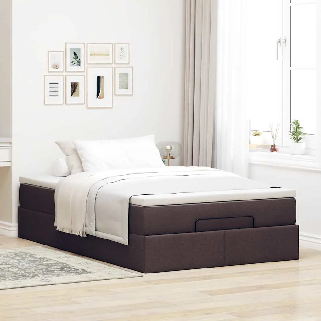 Osmanský rám postele s matrací tmavě hnědá 120x190cm textil 3311095