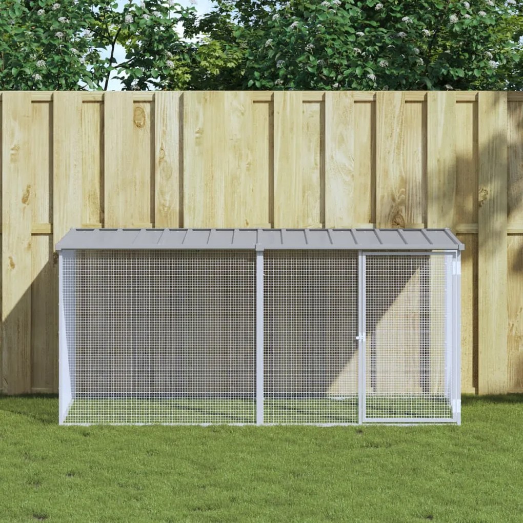 Klec pro kuřata se střechou světle šedá 203 x 98 x 90 cm pozinkovaná ocel 3189054
