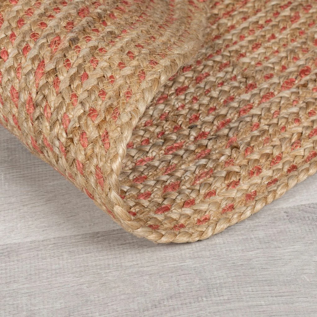 Flair Rugs, Kusový koberec Capri Jute Natural/Coral kruh, 180x180 (průměr) kruh, béžová, chodba / předsíň