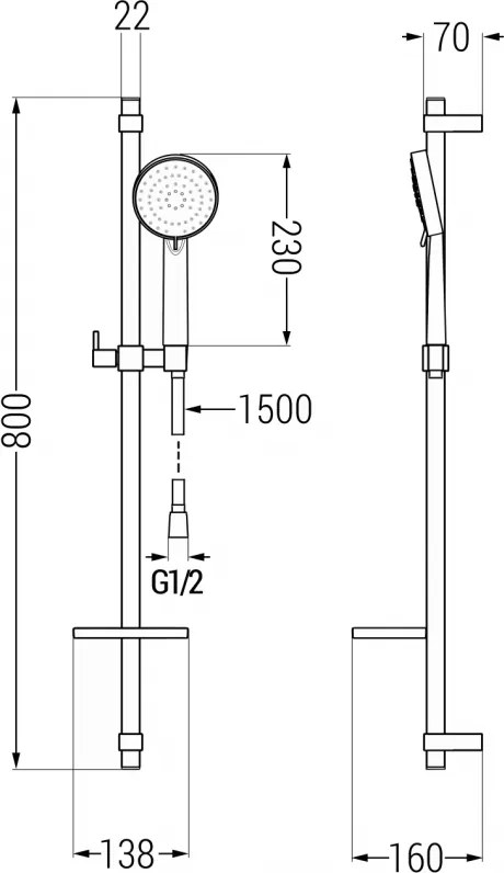 Mexen sprchový set DQ75, černá, 785754581-70