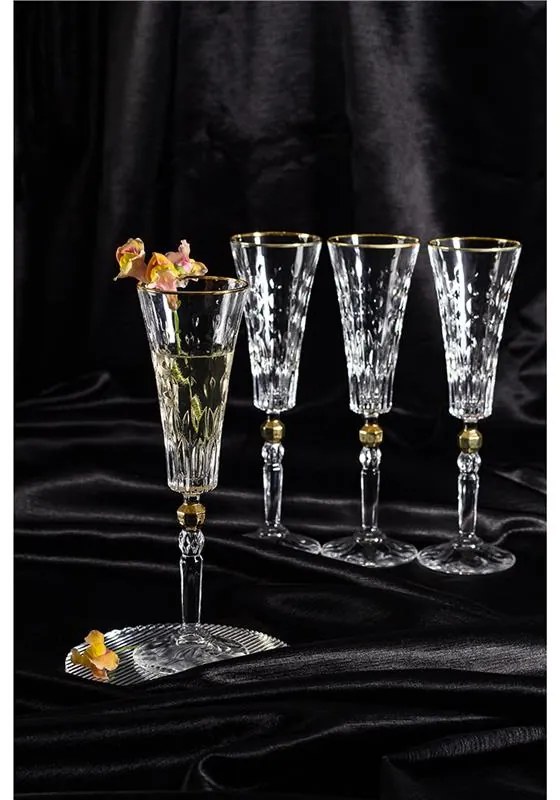 BOHEMIA PRESTIGE CONTE GOLD SKLENICE NA ŠAMPAŇSKÉ 170ML SADA 6 KS