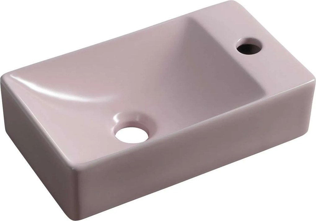 Sapho Small - Umývátko Margitha 38x22 cm, bez přepadu, otvor pro baterii, růžová MGT38222