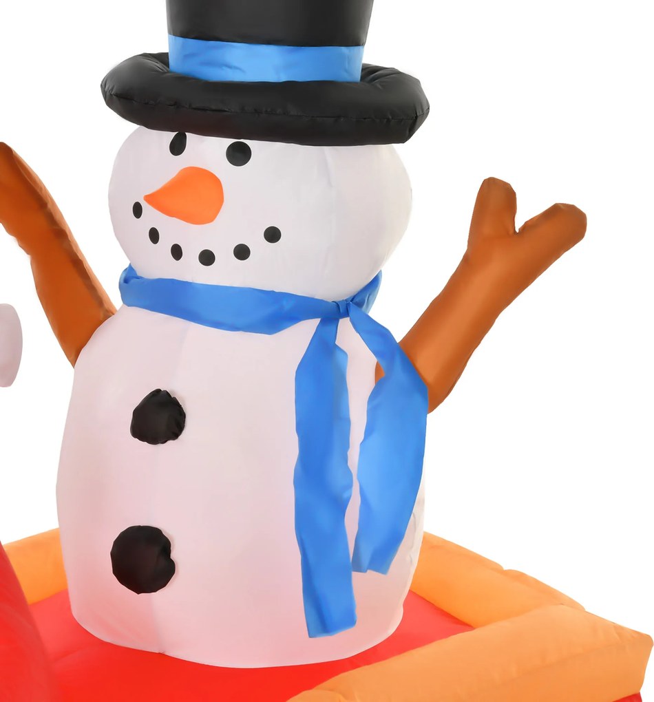 HOMCOM Vánoční dekorace Nafukovací Santa Claus venkovní vánoční dekorace, sáně, včetně ventilátoru, 1,8 m, červená + hnědá