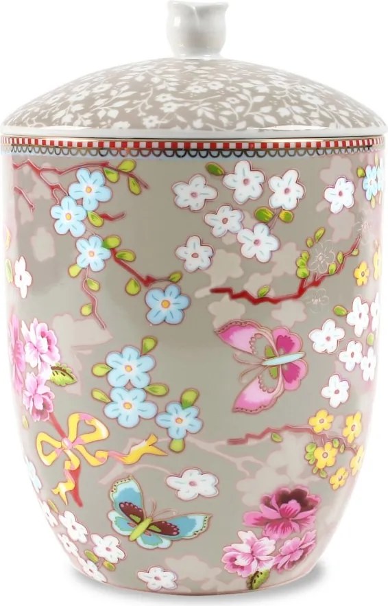 Pip Studio Floral Hummingbirds Dóza khaki 1,5l