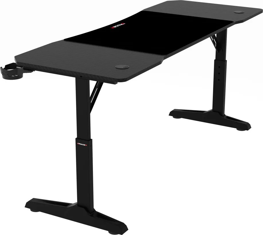 Výškově nastavitelný herní stůl ERACER H1116 — 160x60 cm, kov, melamin, černá