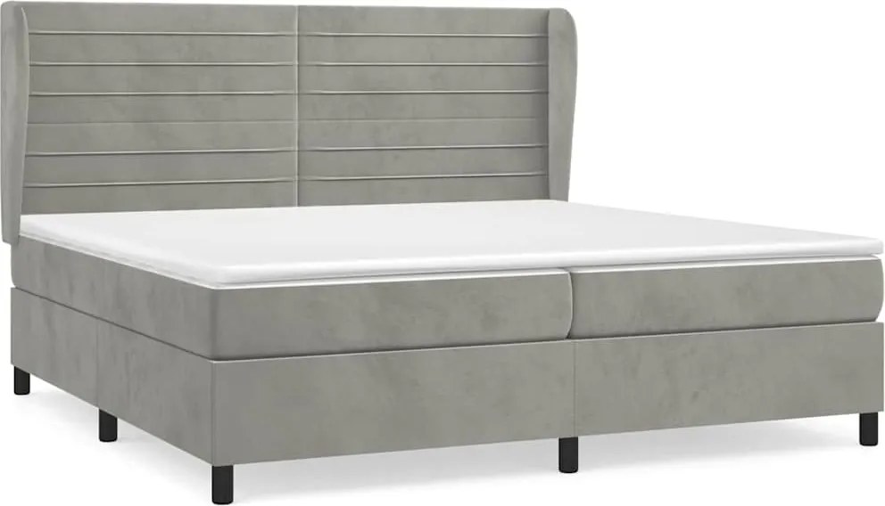 Box spring postel s matrací světle šedá 200x200 cm samet 3129291