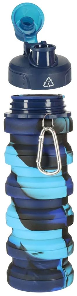 Creative Corner Láhev na vodu silikonová skládací láhev s rukojetí sportovní 500ml modrá