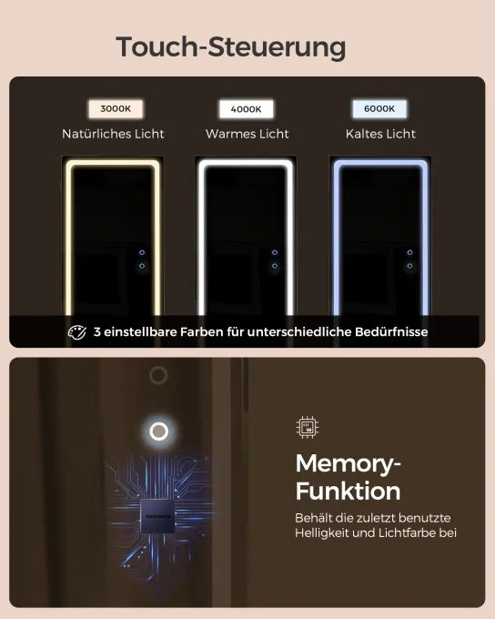 Šperkovnice se zrcadlem a LED osvětlením JJC008W03