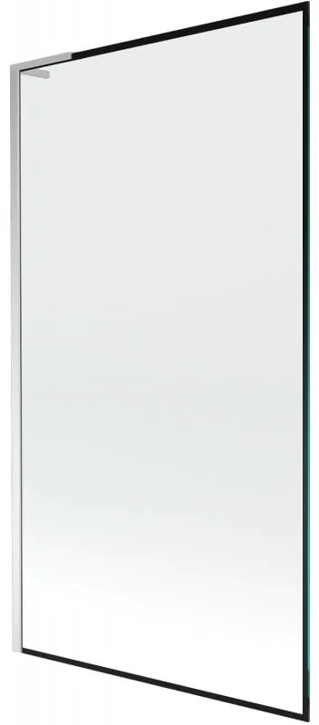 Mexen Next L, 1-křídlová vanová zástěna 100 x 150 cm, 6mm čiré sklo-černý vzor, ​​chromový profil, 895-100-000-03-70-01