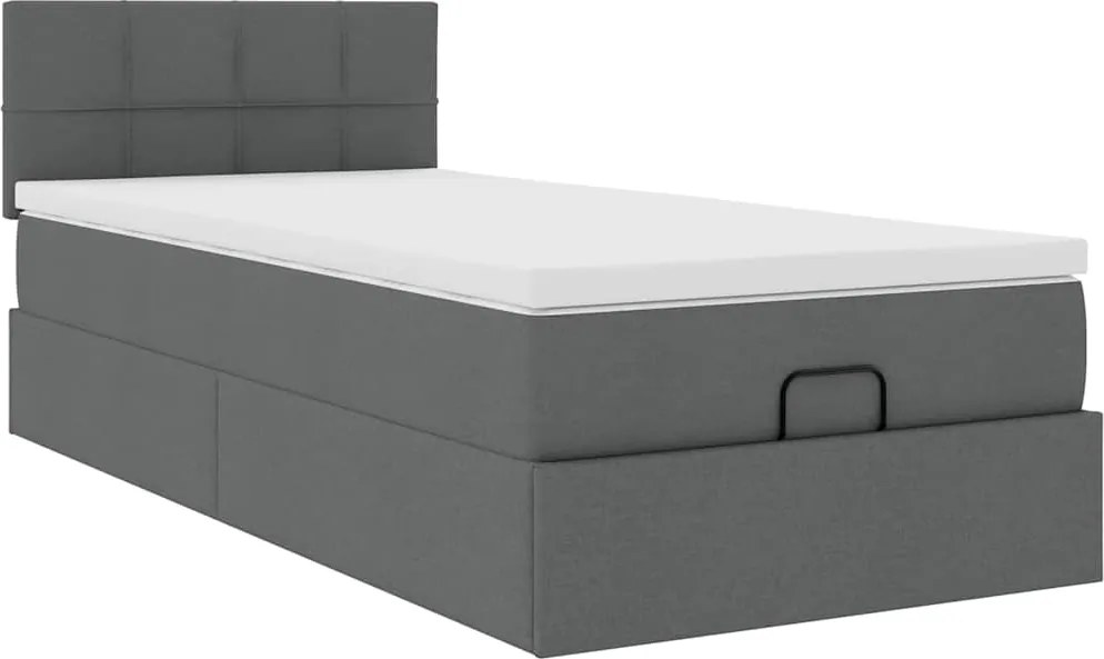 Osmanská postel s matrací & LED tmavě šedá 90x200 cm látka 3312278