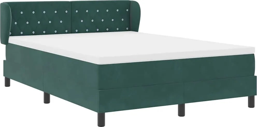 Postel s boxspringem s čelo Tmavě zelená 140 x 190 cm samet 3340331