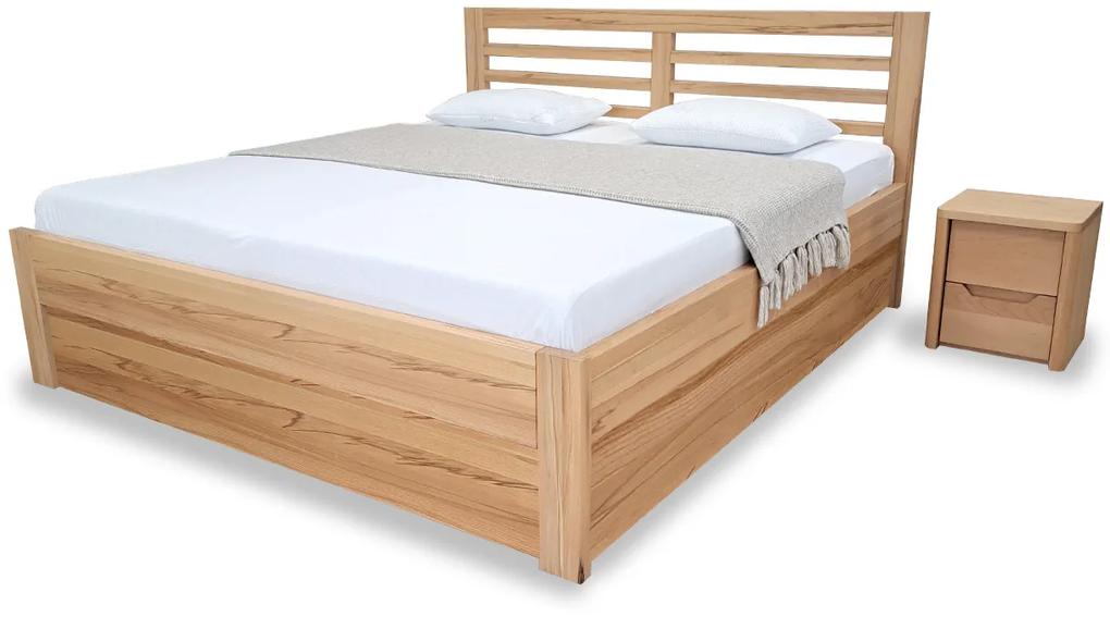 Dřevěná postel z masivu Postelia ANDREA Buk jádrový postel s úložným prostorem 180x210cm - bukové dvoulůžko o šíři masivu 4 cm